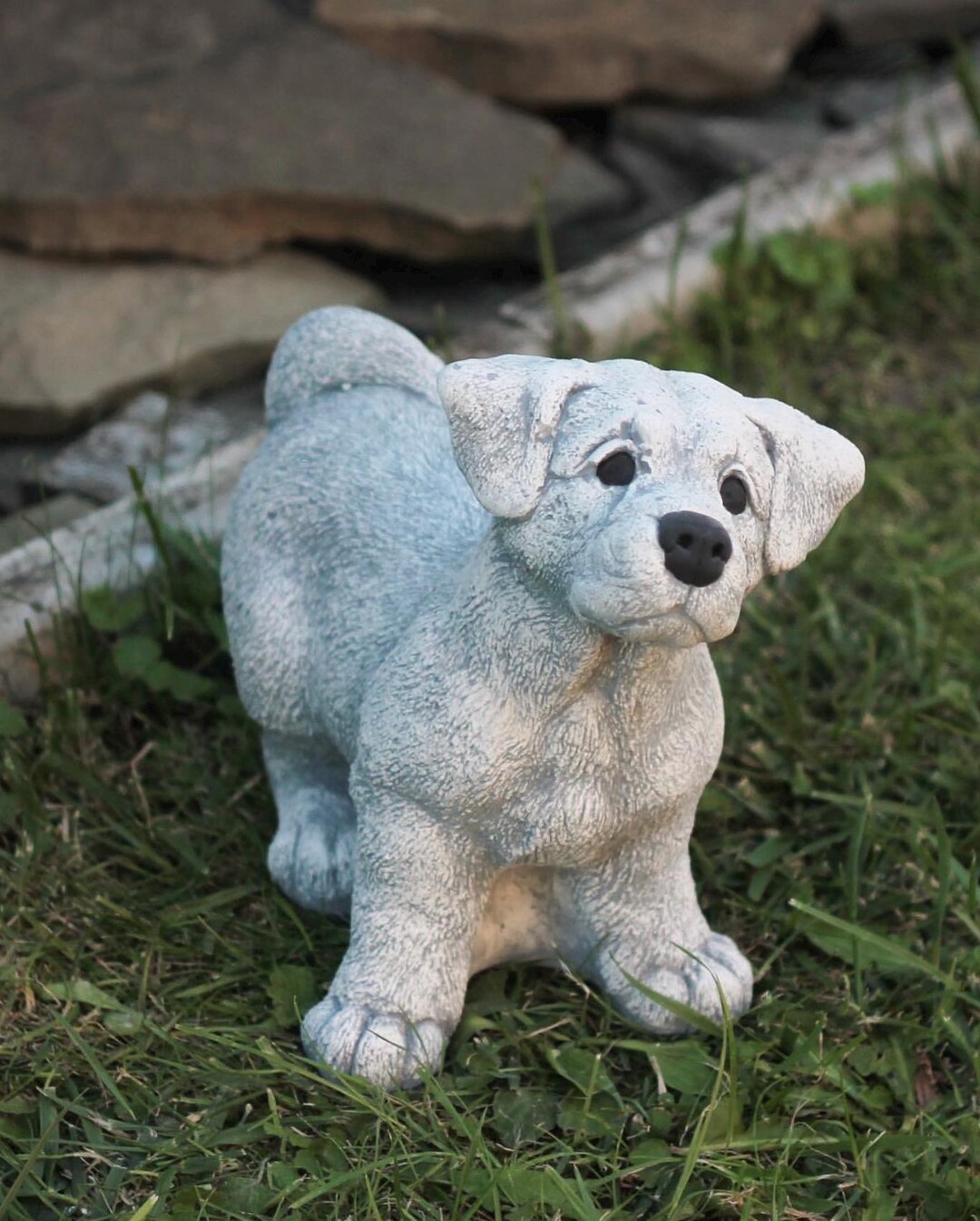 Concrete Doggy, Puppy Dog Garden Decor Stone, Cement Memorial Sculpture ...