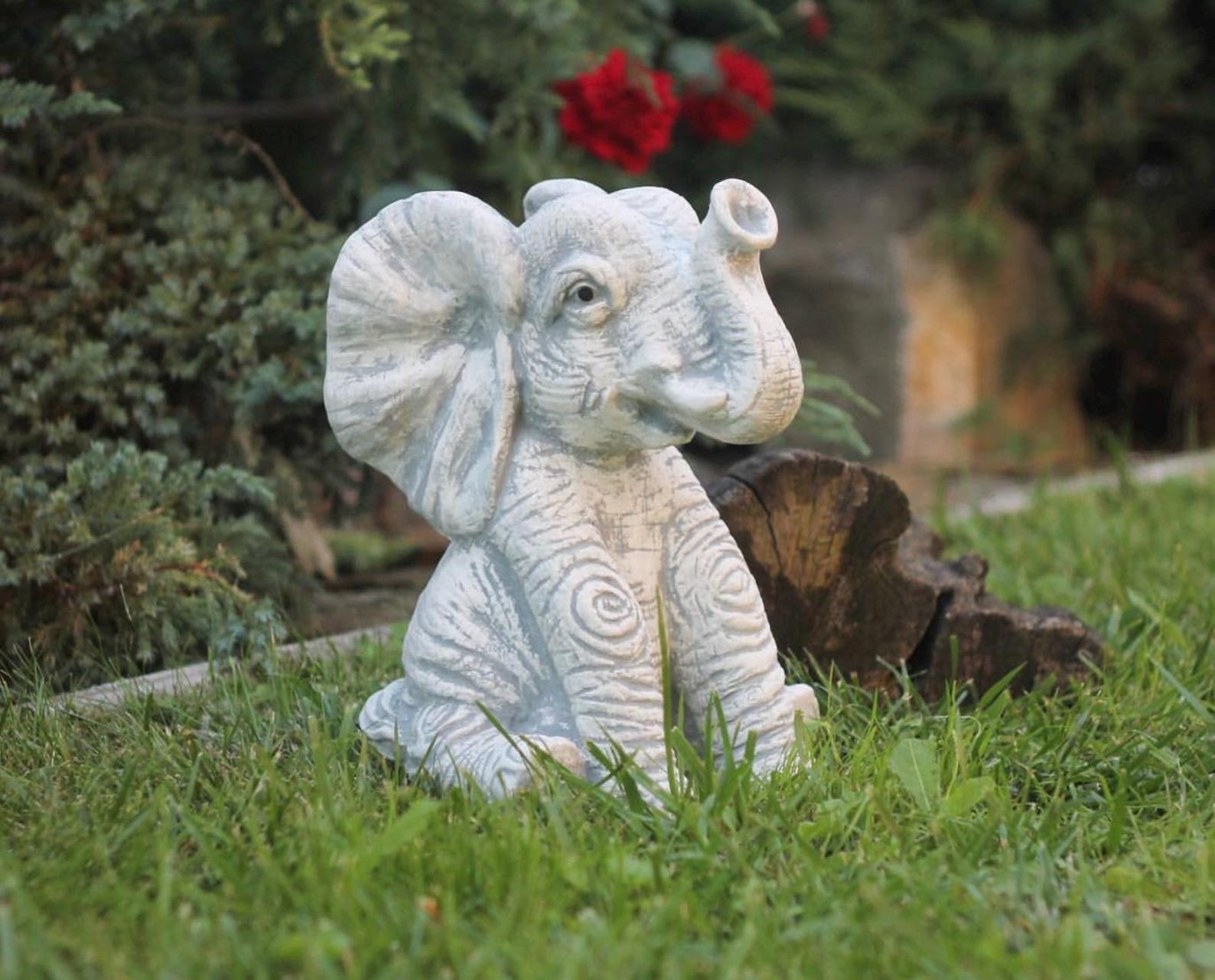 Elephant Statue, Elephant Figure, Concrete Garden Statue, Yard Art ...