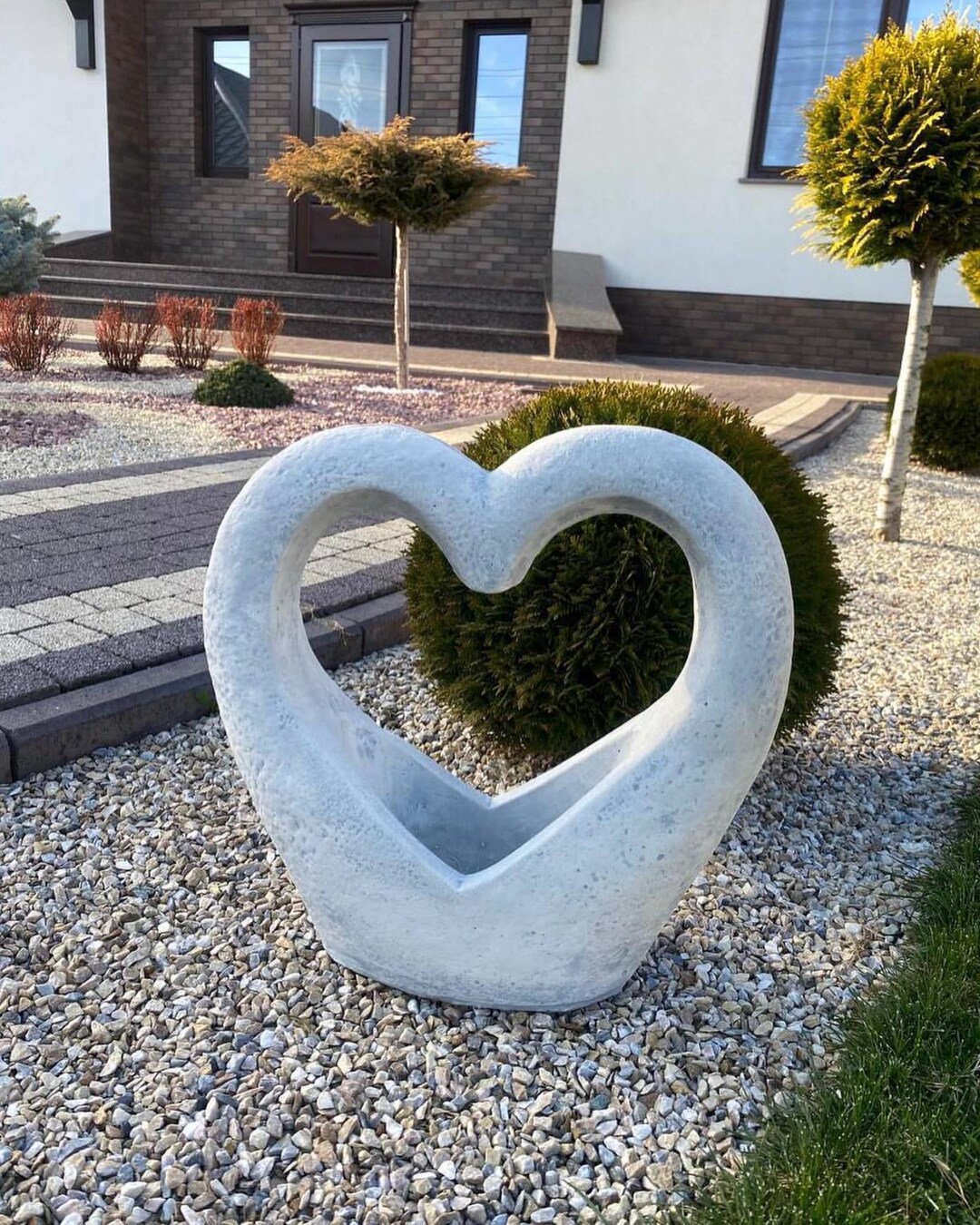 Concrete Heart, Flower Pot Figure, Concrete Heart, Concrete Flower Pot ...