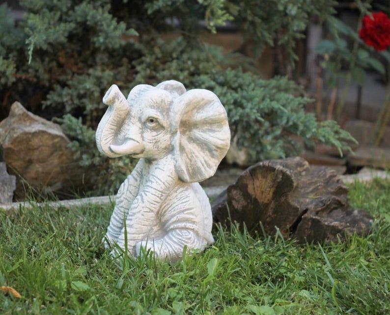 Elephant Statue, Elephant Figure, Concrete Garden Statue, Yard Art ...