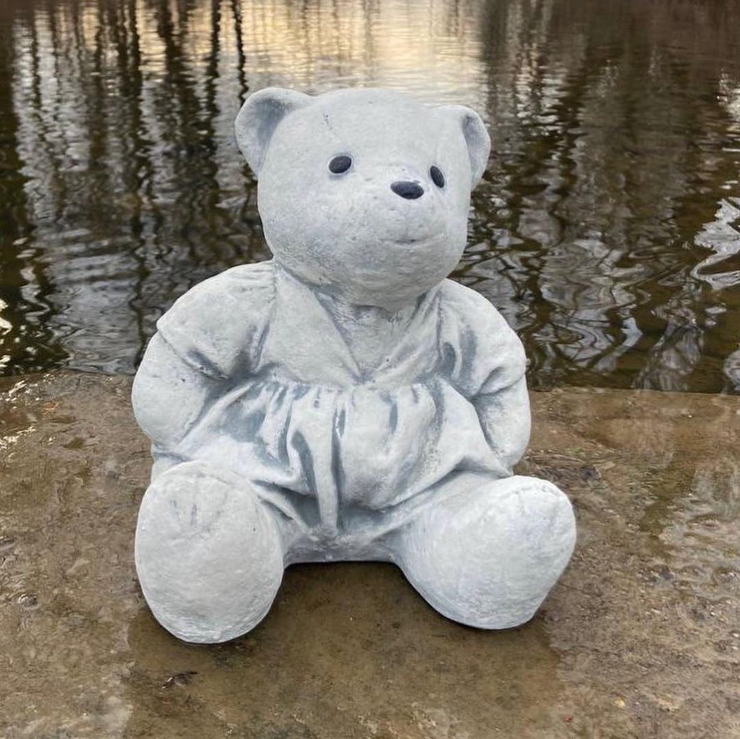 Bear Sculpture Bear Concrete Statue White Polar Bear Concrete Figurine ...