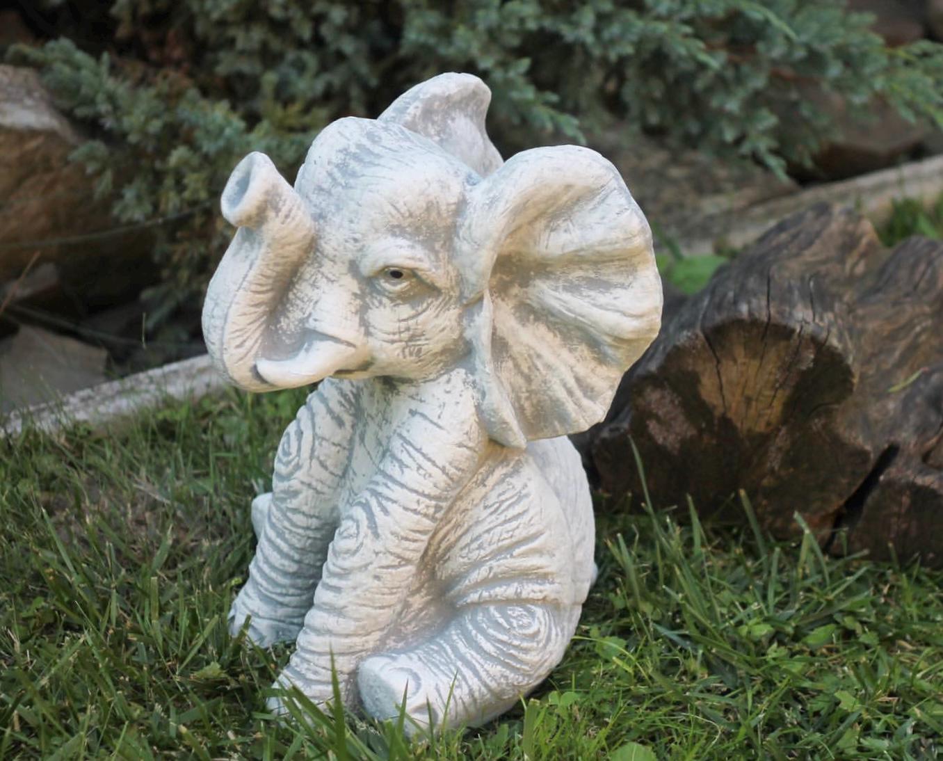 Elephant Statue, Elephant Figure, Concrete Garden Statue, Yard Art ...