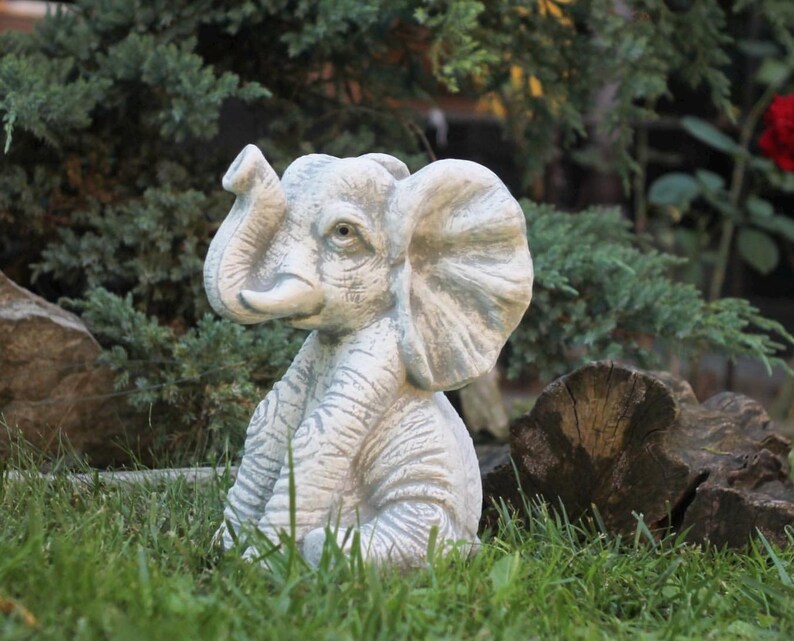 Elephant Statue, Elephant Figure, Concrete Garden Statue, Yard Art ...