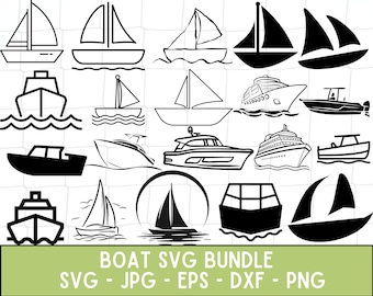 Boat SVG Bundle, Sail Boat Svg, Ship Svg, Speedboat Svg, Cruise Ship ...
