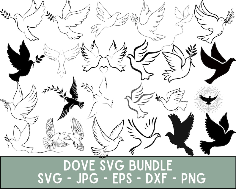 Dove SVG Bundle, Dove PNG Bundle, Dove Clipart, Pigeon SVG Cut Files ...