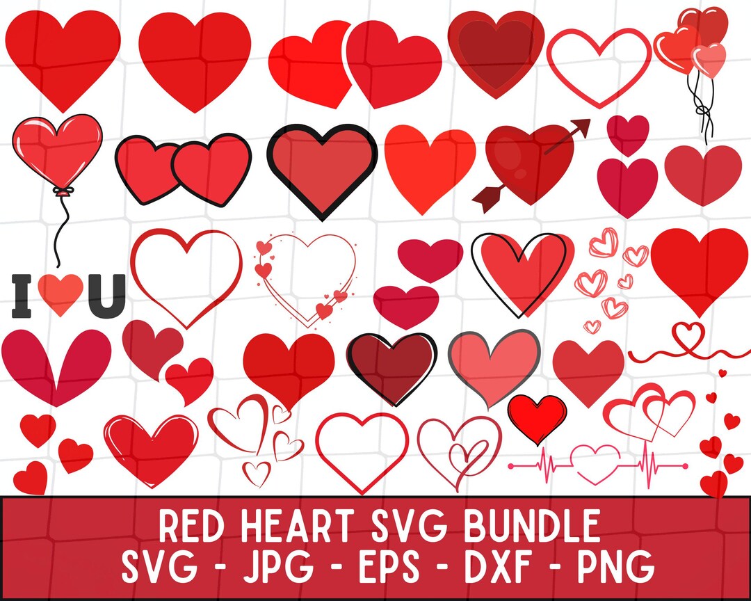 Red Heart SVG, Valentine's Day Svg, Red Hearts Bundle, Love Svg, Heart ...