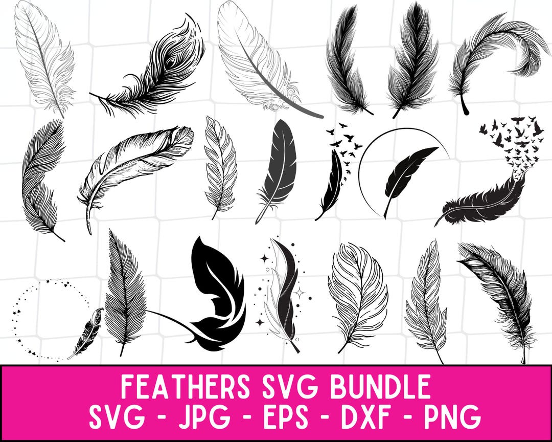 Feather Svg Bundle, Feather Birds Svg, Boho Feather Svg, Flying Birds ...