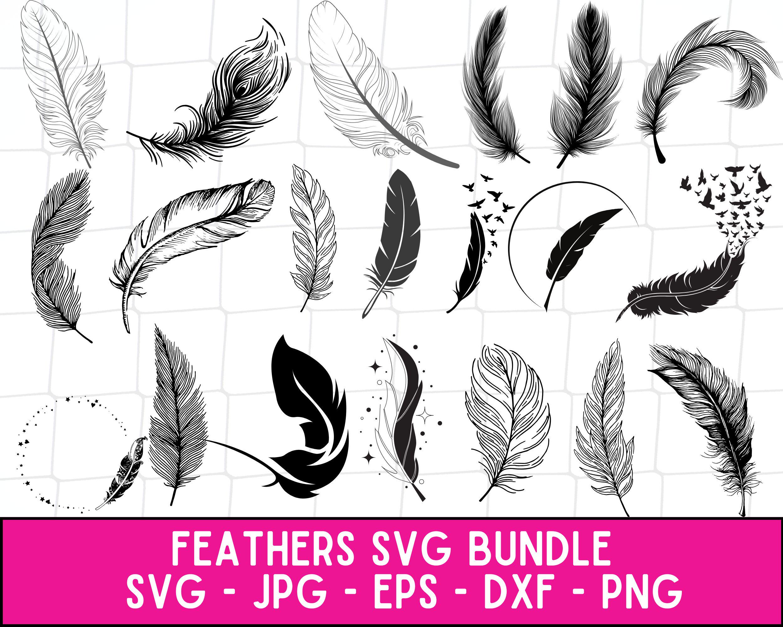Feather Svg Bundle, Feather Birds Svg, Boho Feather Svg, Flying Birds ...