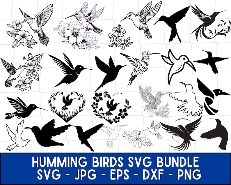 Hummingbird SVG Bundle, Flying Bird Svg, Hummingbird Clipart ...