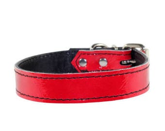 Classic Red Leather Dog Collar Plain Red Collar Red Dog