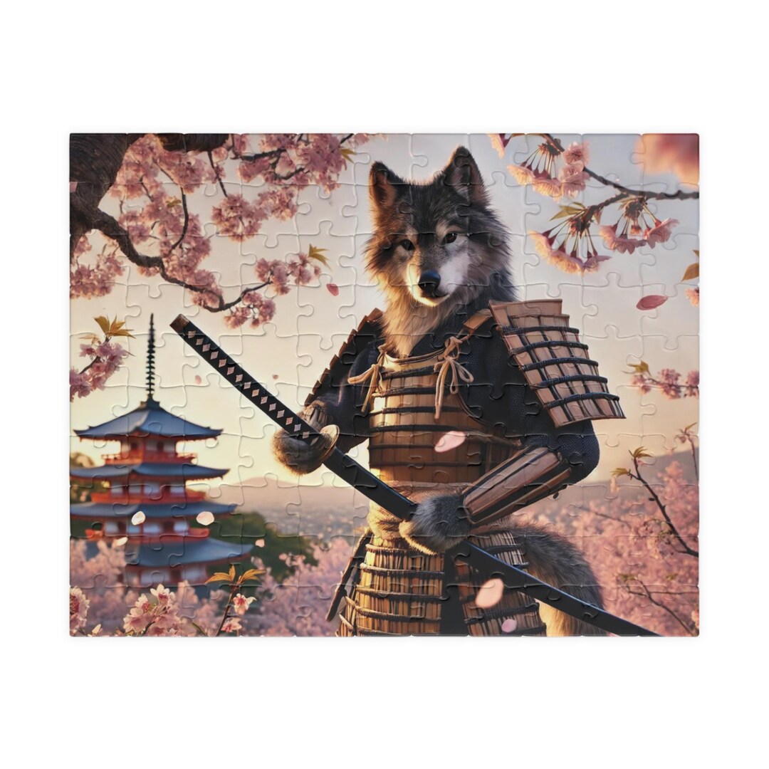Jigsaw Puzzle, Wolf Samurai Holding Sword Under Cherry Tree, 500-piece ...