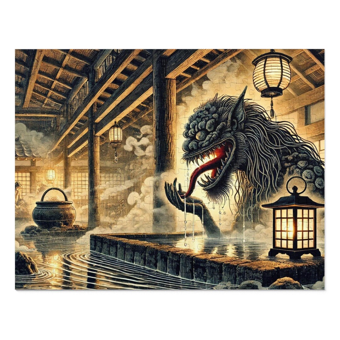 Jigsaw Puzzle, Yokai Akaname Japanese Painting, Tin Box Included, Fun Family Activity, Unique ...