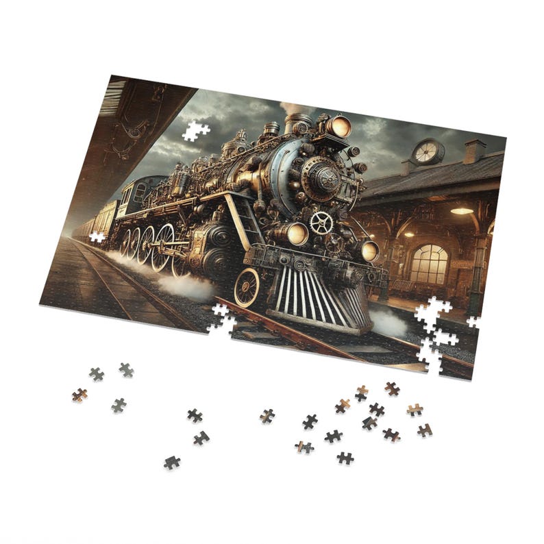 Steampunk Steam Locomotive Jigsaw Puzzle With Tin - Etsy