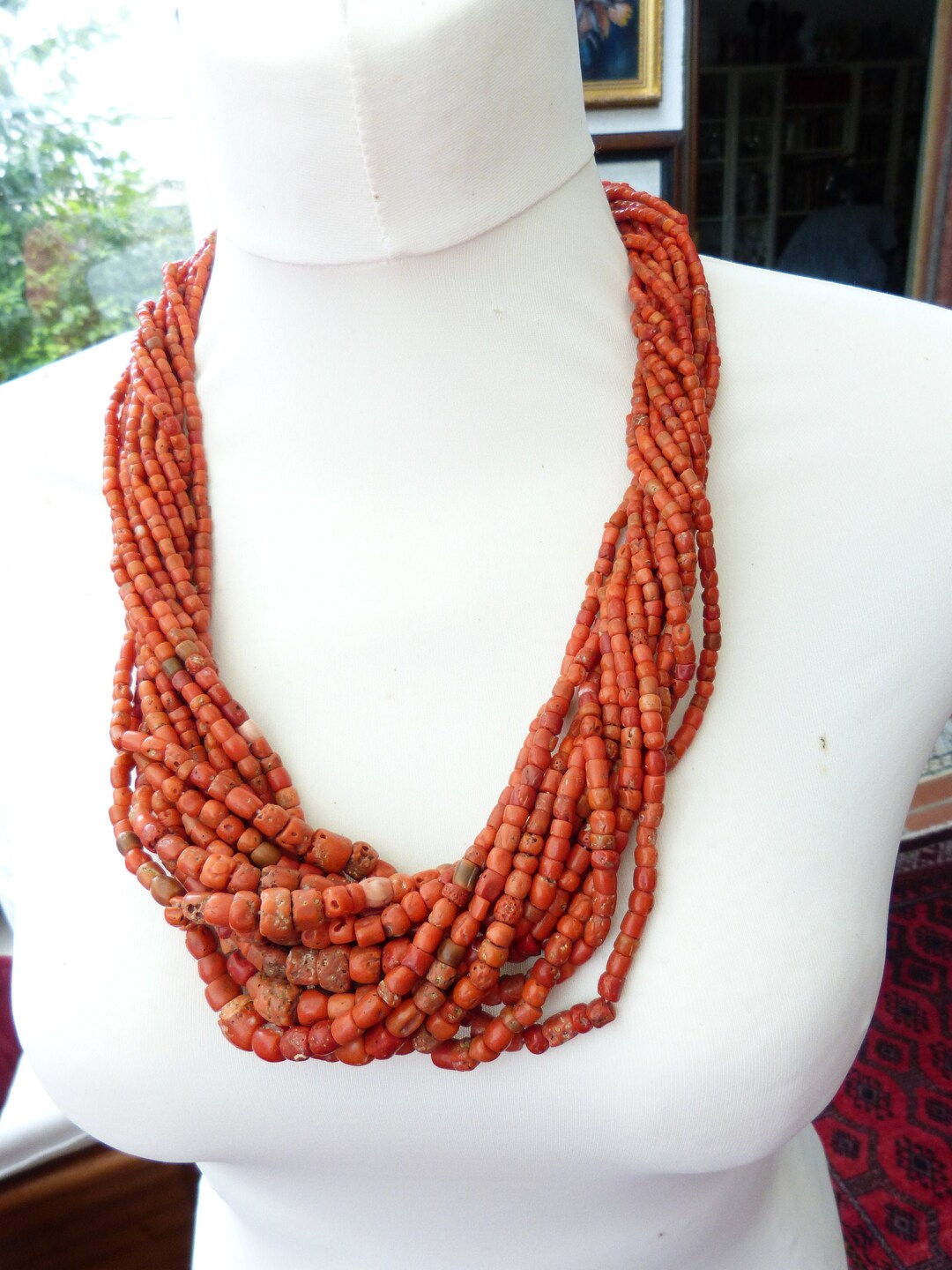 Antique Moroccan Coral, 539 Grams, Necklace , Solid 18 K Gold Clasp ...