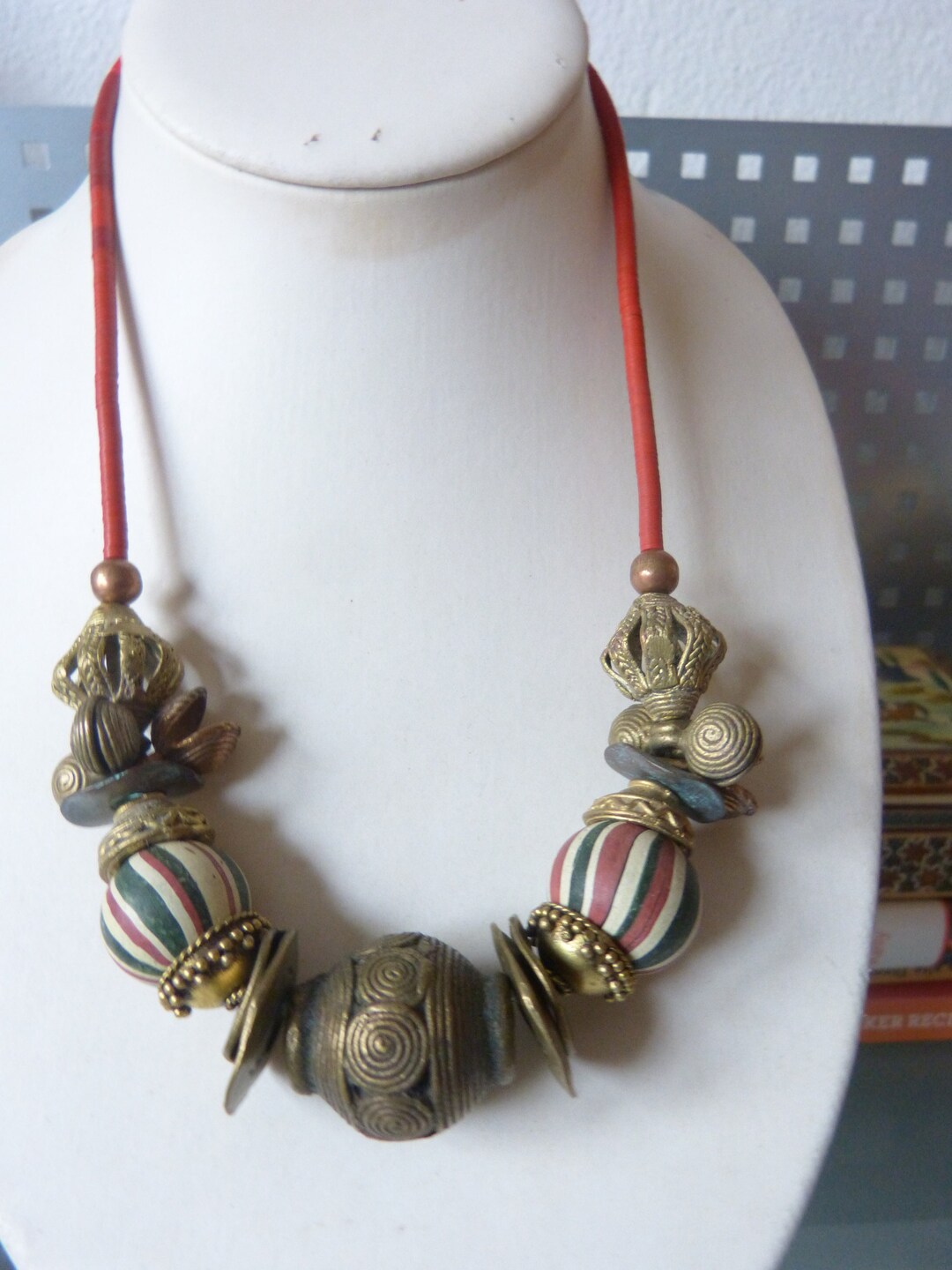 African Yoruba Tribal Necklace, Old African Nigeria Yoruba Bronze ...