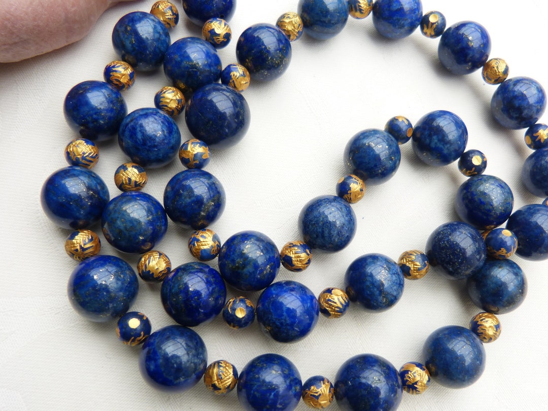 Lapis Lazuli Necklace, Massive Extra Long Necklace of Lapis Lazuli ...