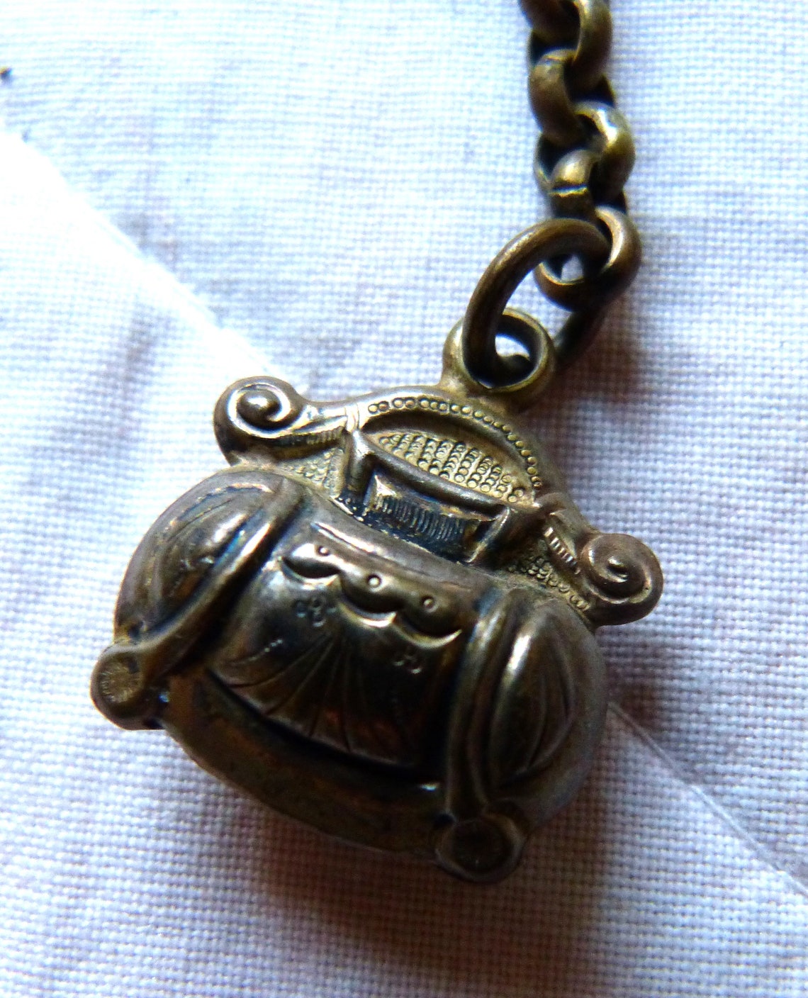 Antique Chinese Silver Qilin Dragon Pendant Necklace, Warrior Riding ...