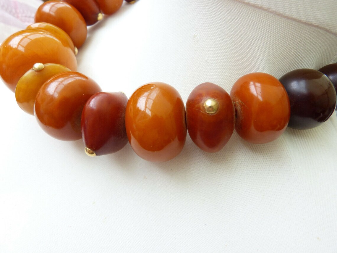 Spectacular African Phenolic Resin Necklace With 18 K Solid Gold ...