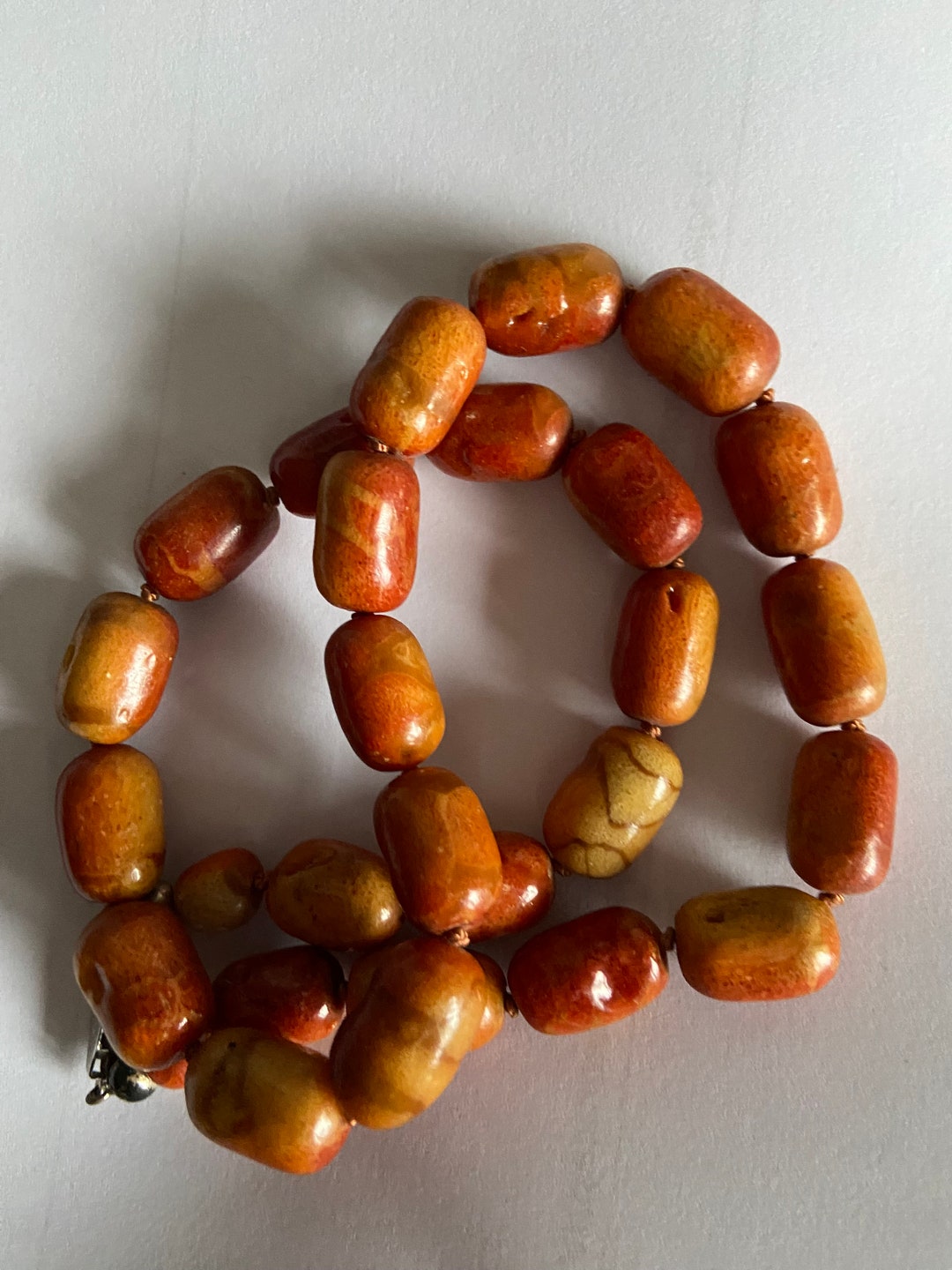 Vintage Apple Coral Necklace: Hand Knotted Sterling Silver Clasp - Etsy