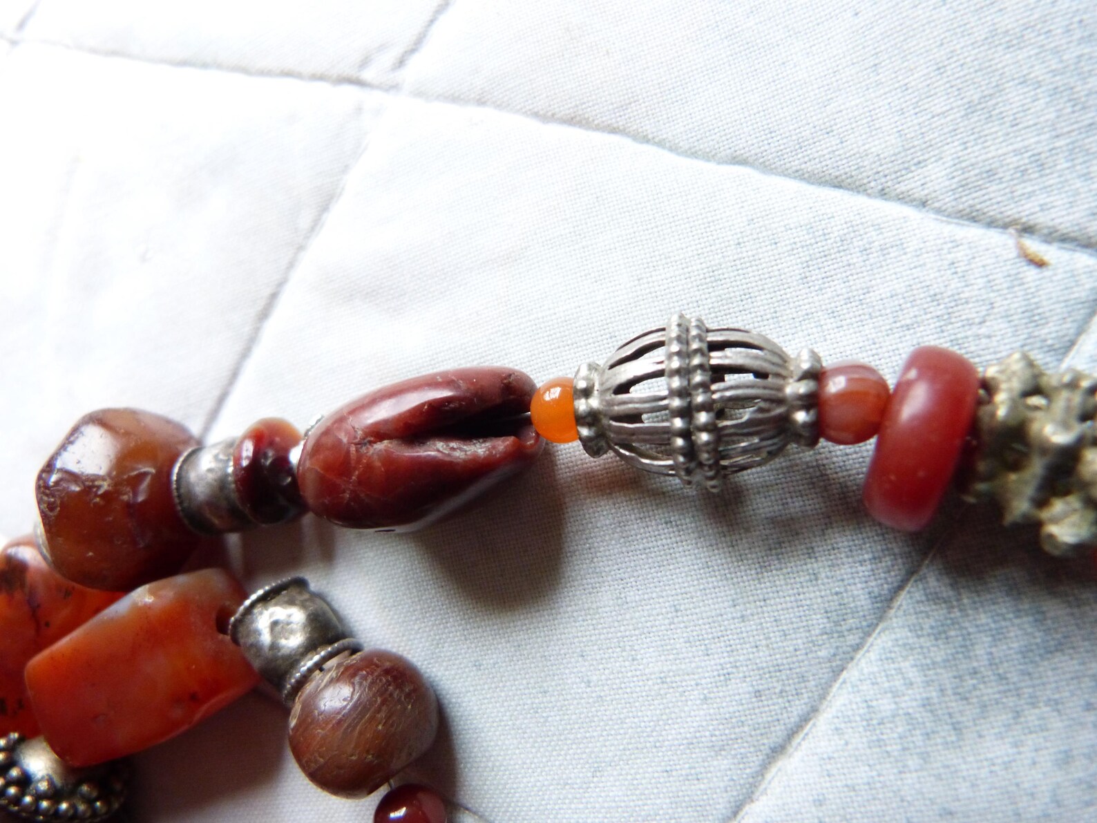 Antique and Ancient Carnelian Beads Necklace, With Two Pema Raka ...