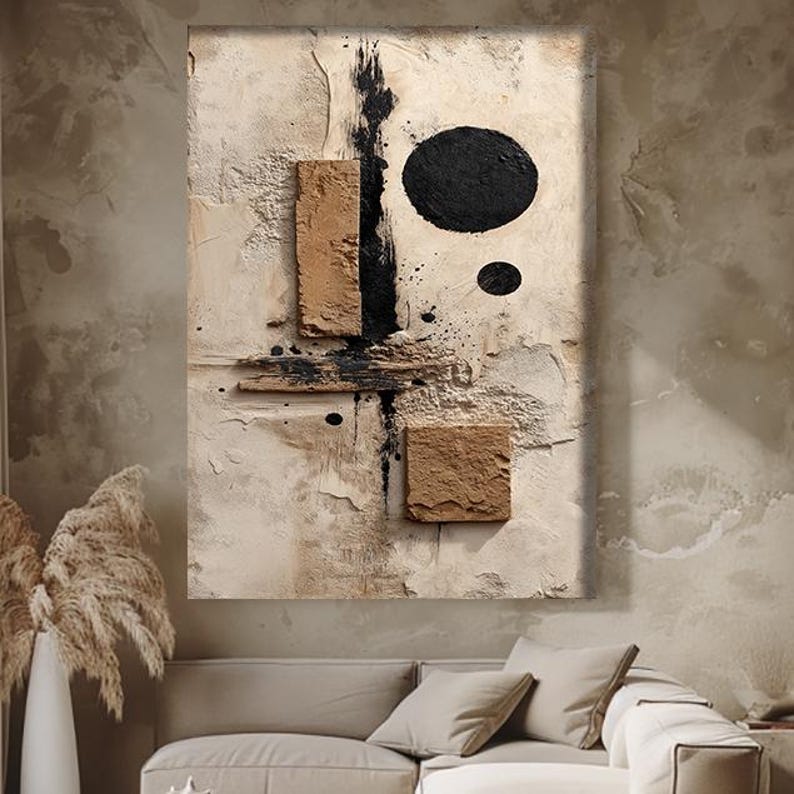 Beige Textured Canvas Wall Art, Neutral Abstract Painting, Japandi Wall ...