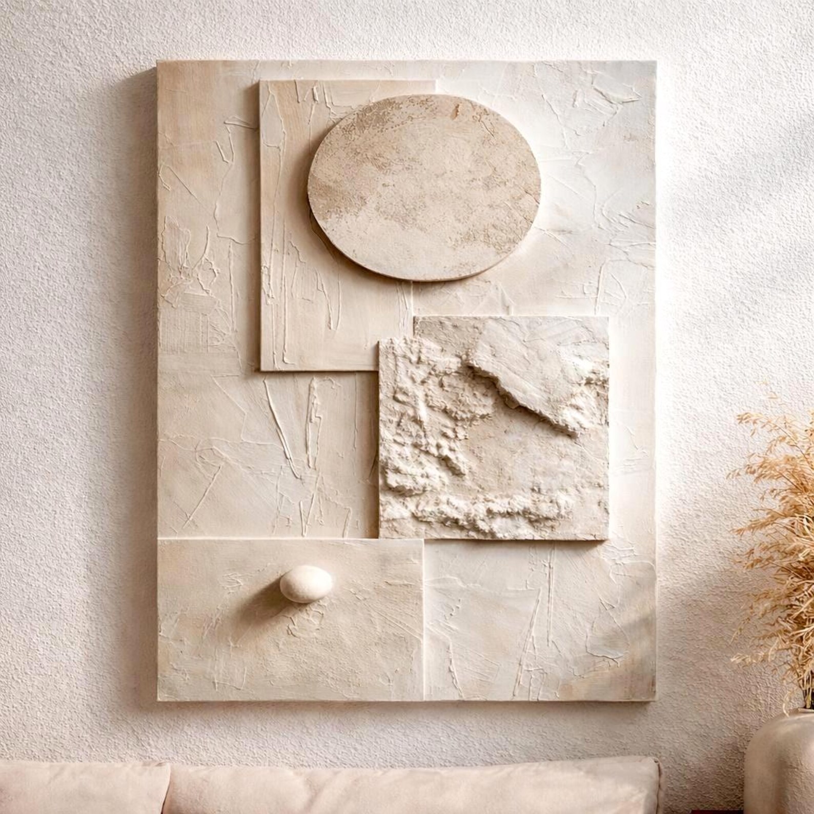 Japandi Neutral Wall Art, Textured Beige Abstract Print, Minimalist ...