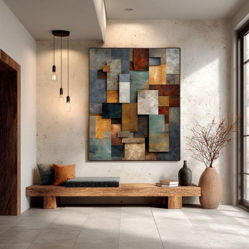 Textured Abstract Wall Art Printable, Boho Neutral Geometric Print ...