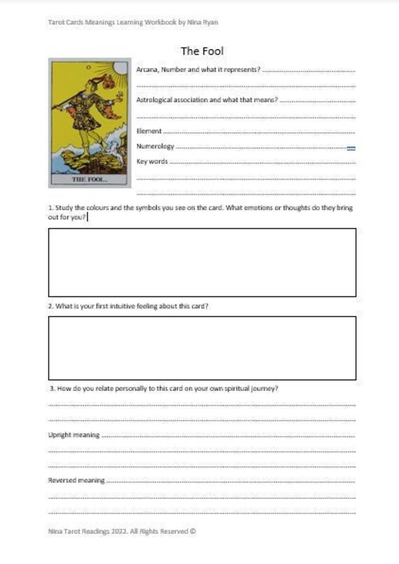 Tarot Workbook | Etsy