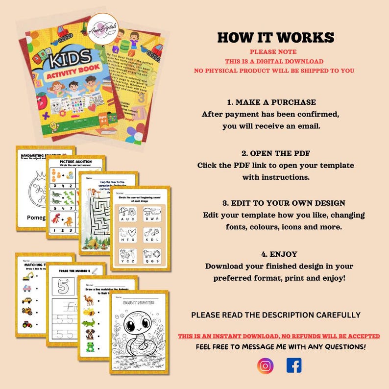 Interactive Learning Fun for Kids | Customizable Activity Book | Instant Download | PLR and MRR ...