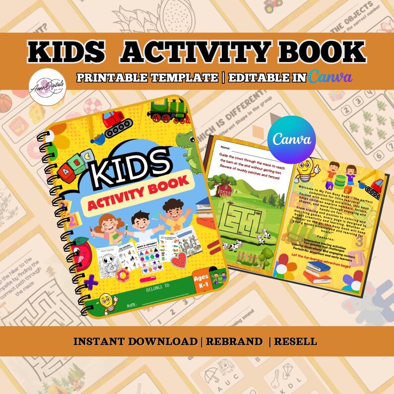 Interactive Learning Fun for Kids | Customizable Activity Book | Instant Download | PLR and MRR ...