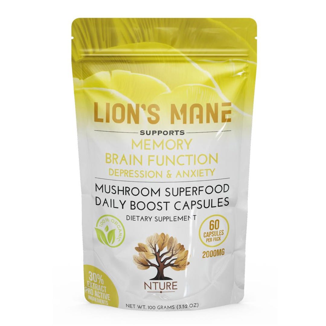 Lions Mane Capsules 30 Organic Homemade Capsules Natural Brain & Immune ...