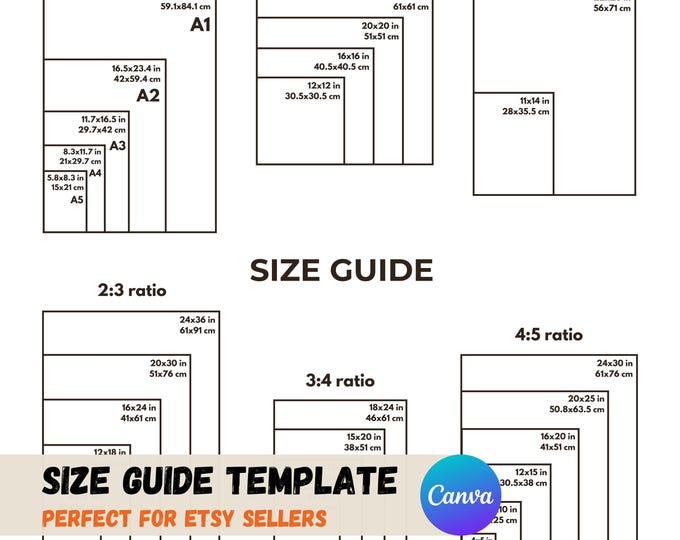 Wall Art Size Guide, Art Ratio Chart, Print Size Comparison, Poster ...