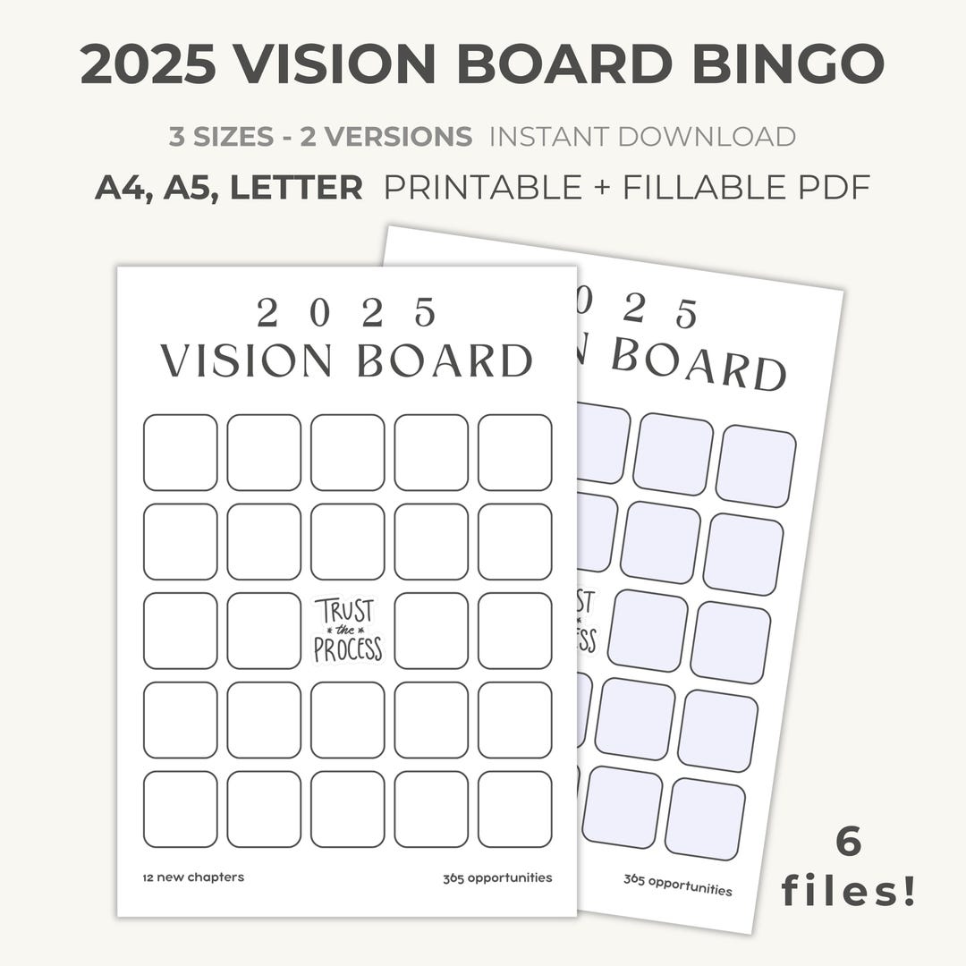 Vision Board 2025 | 2025 Plan | Bingo Card | Planner 2025 | New Year ...