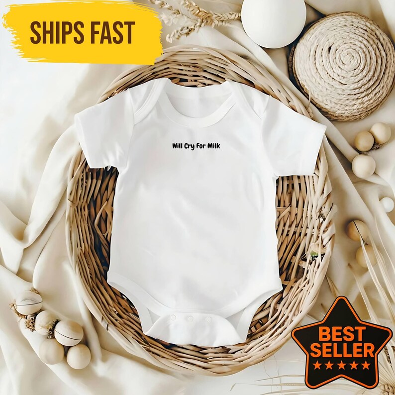 Bella Canvas Will Cry for Milk Baby Bodysuit Funny Infant Bodysuit Cute ...