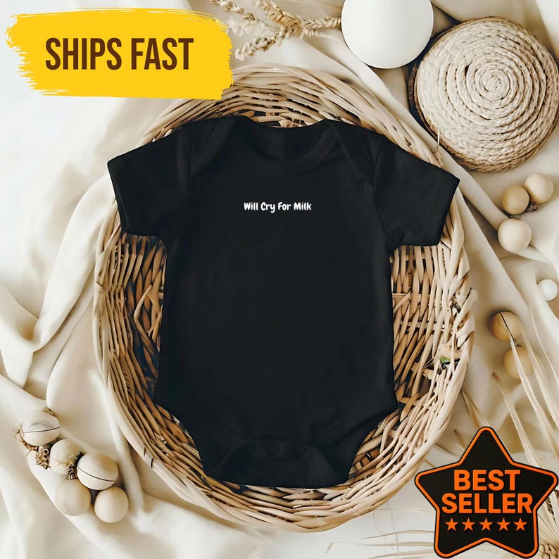 Bella Canvas Will Cry for Milk Baby Bodysuit Funny Infant Bodysuit Cute ...
