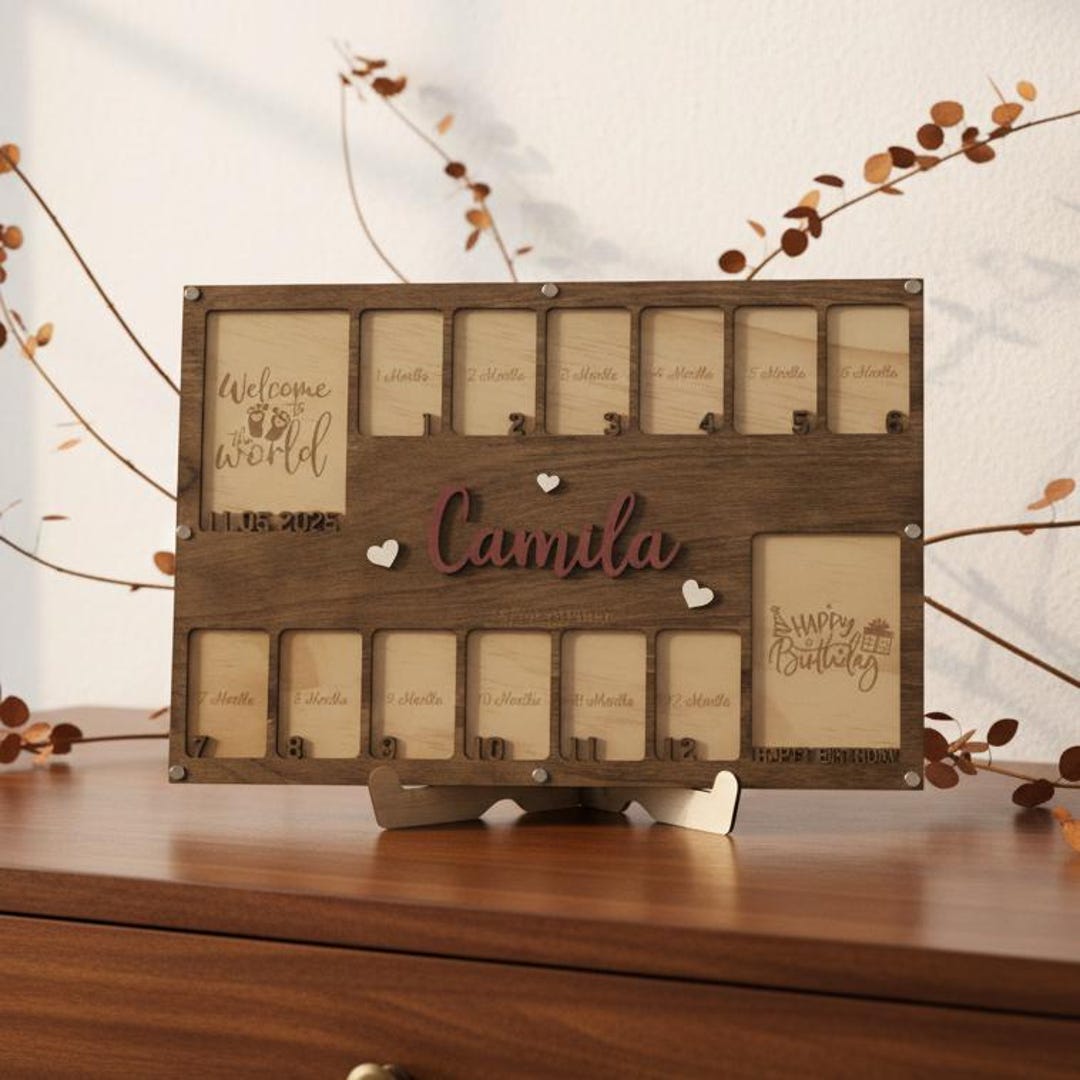 Personalized Baby 12 Monthly Photo Frame: Newborn to One Year Keepsake ...