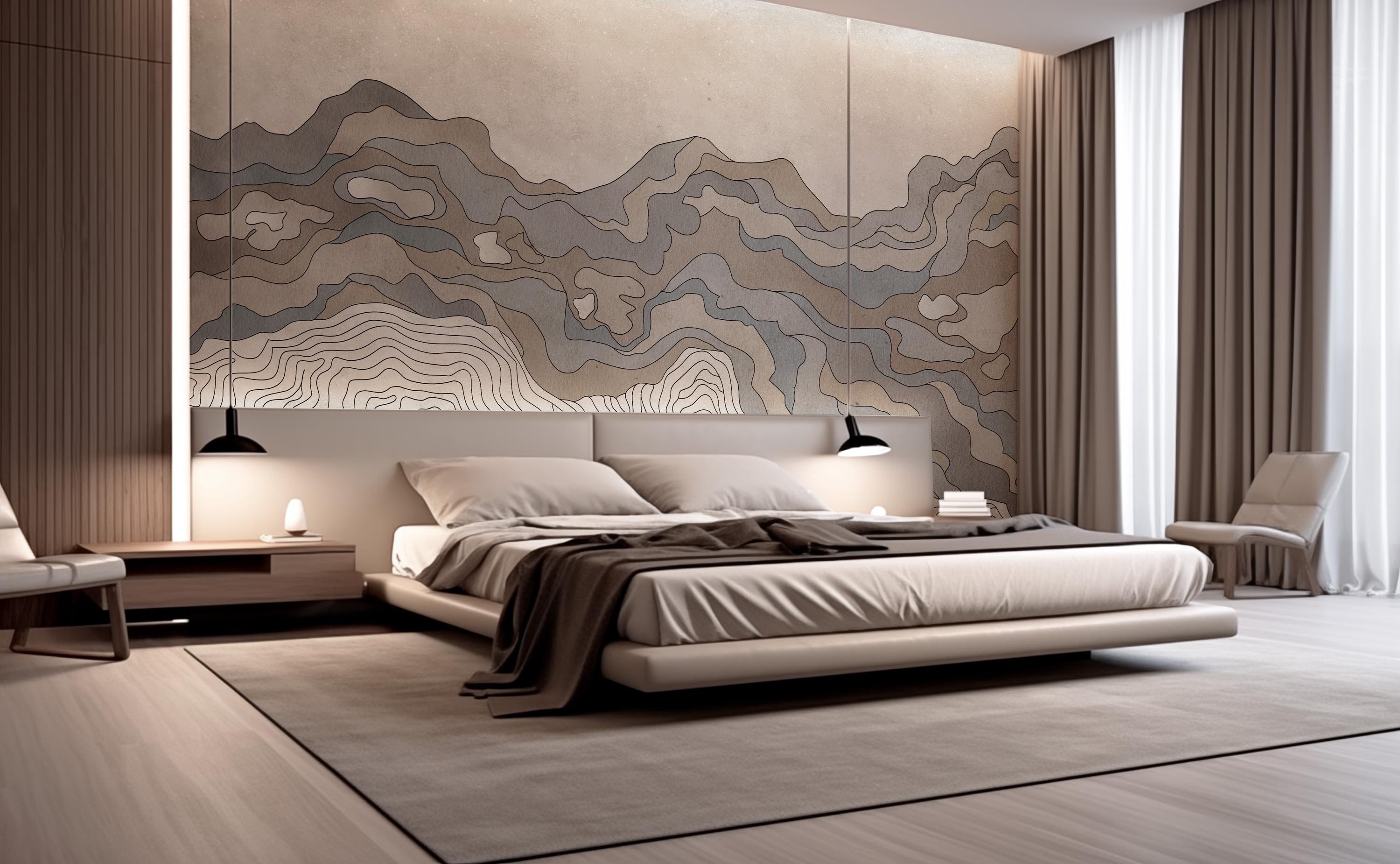 Abstract Landscape Wall Mural, Earth Tones Photo Wallpaper, Boho Wall ...