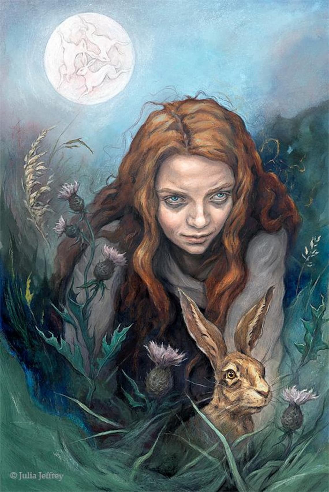 Hare-moon and Thistle-thread (the Fool), Small Print - Etsy