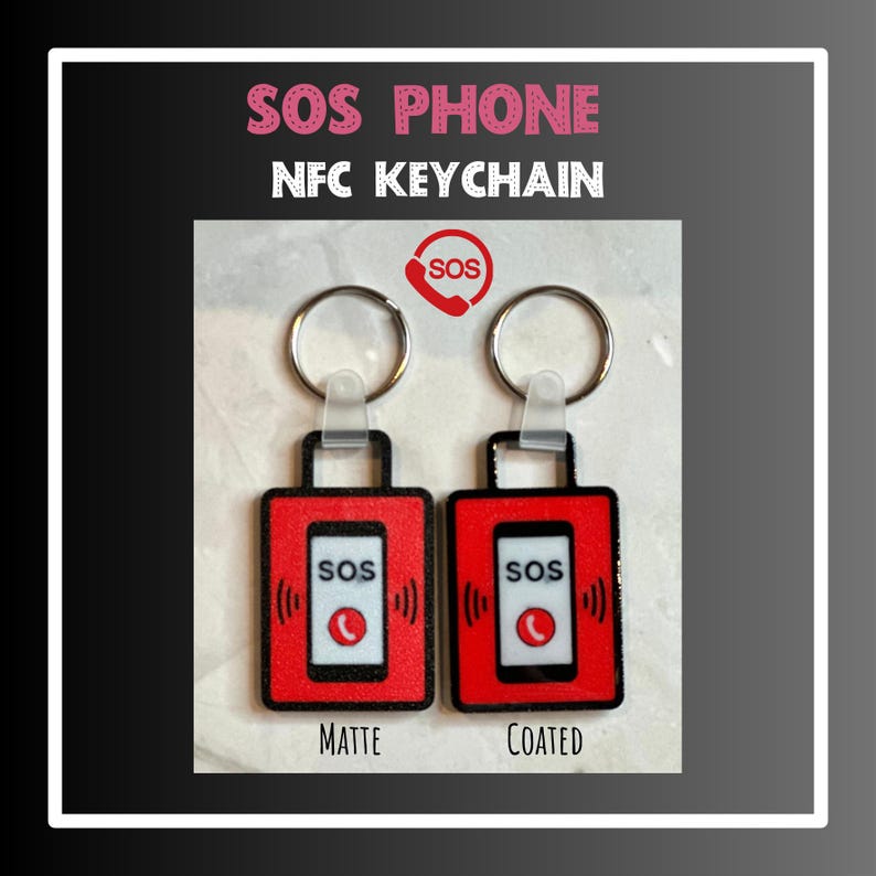 SOS NFC Keychain With Cellphone Design Custom Emergency Info Tag ...