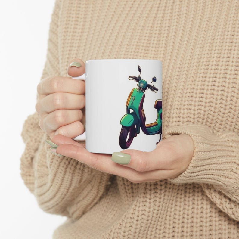 Vibrant Vintage Scooter Mug - Perfect for Motorbike Lovers, Unique Gift ...