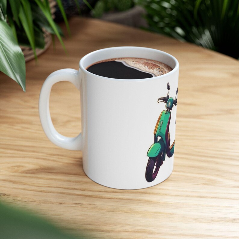Vibrant Vintage Scooter Mug - Perfect for Motorbike Lovers, Unique Gift ...