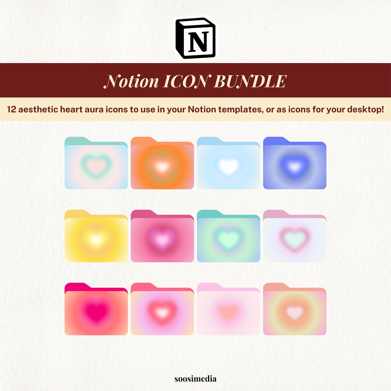 Notion Bundle Aura Gradient Notion Icons Heart Desktop Folder Icons ...