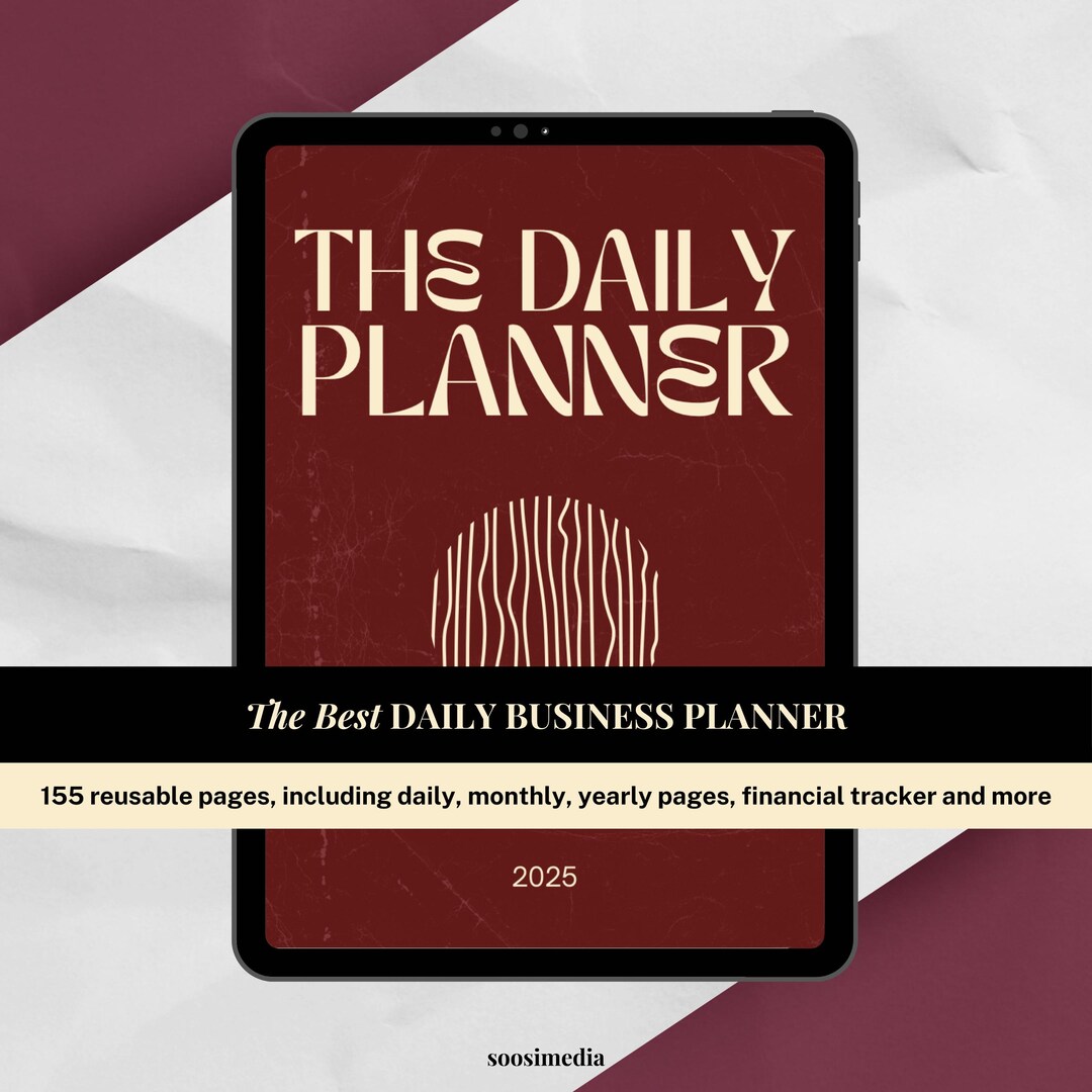 15 Minute Weekly Planner, Burgundy Digital Daily Planner: Undated ...
