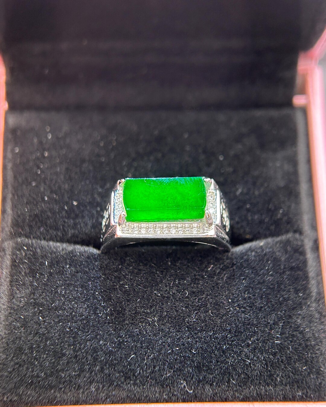 Natural Guatemala Jade Men's Ring, Green Jade Ring, Real Jade Ring ...