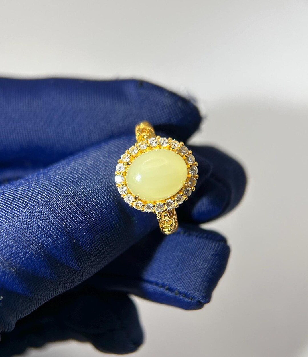 Natural Light Yellow Nephrite Jade Ring, High Quality Nephrite Jade ...