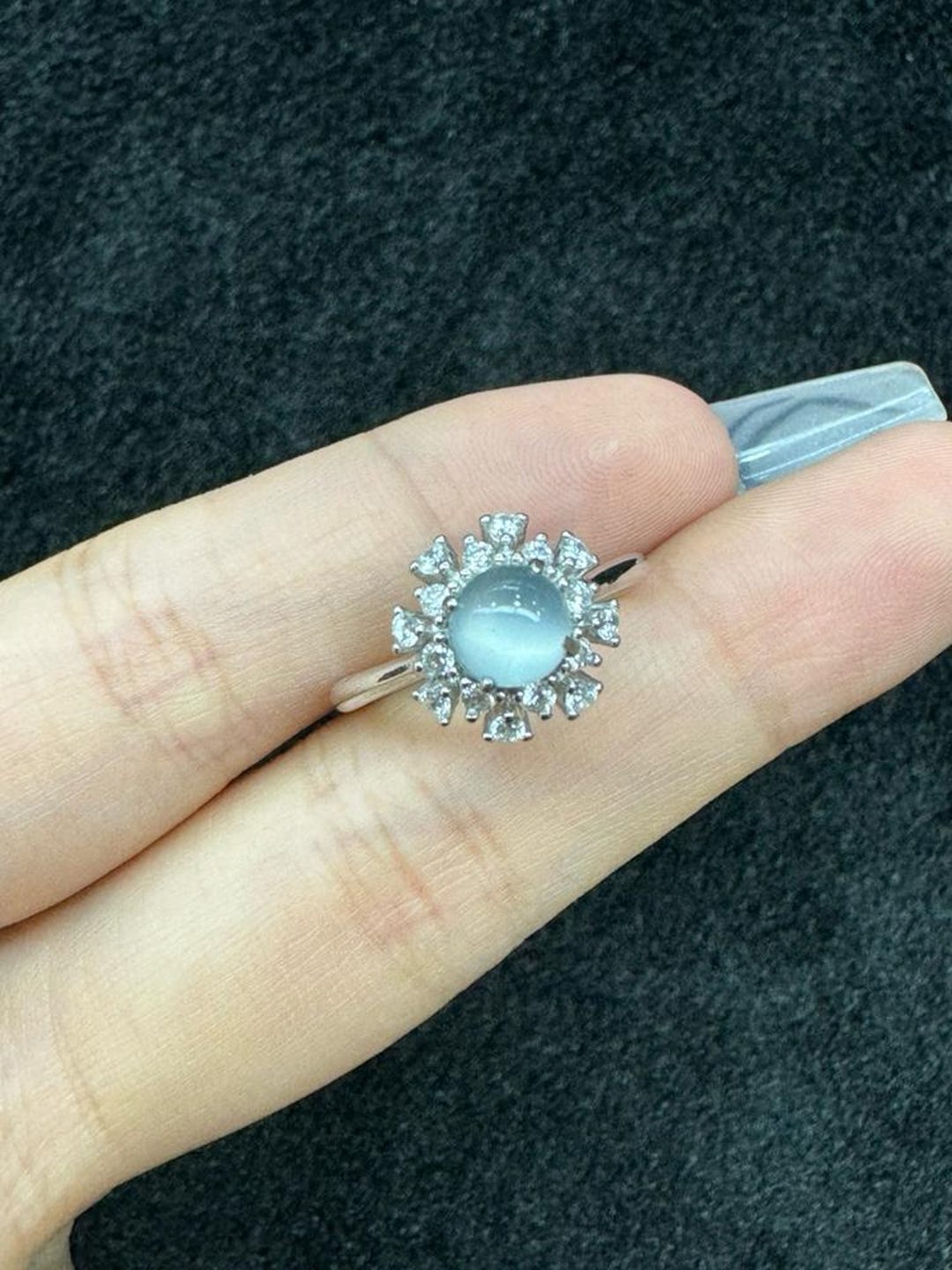 Natural Guatemala Jade Solitaire Ring, Ice Blue Jadeite Jade Ring ...