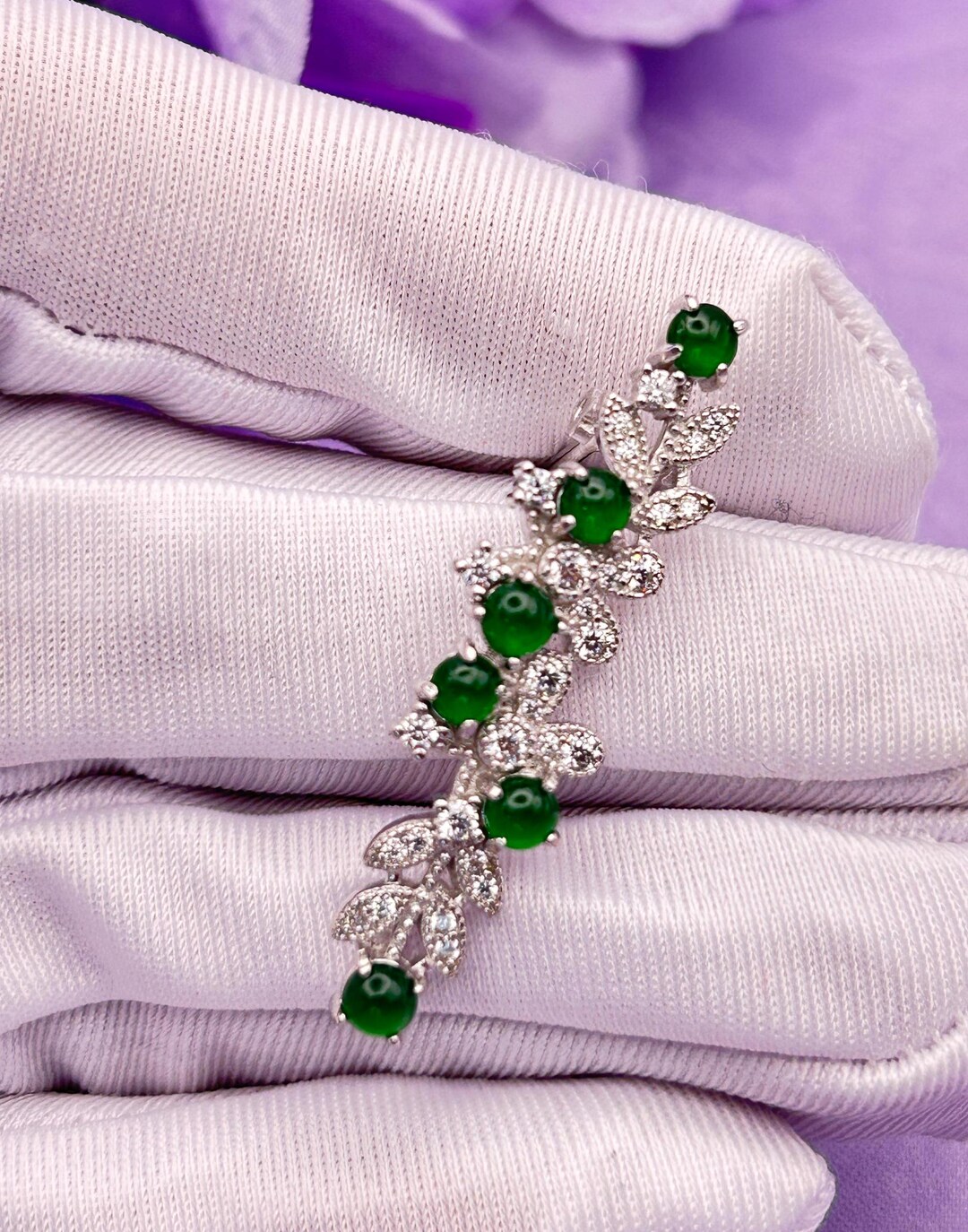 Natural Guatemalan Green Jade Hairpin, Sterling Silver Green Jade Hair ...