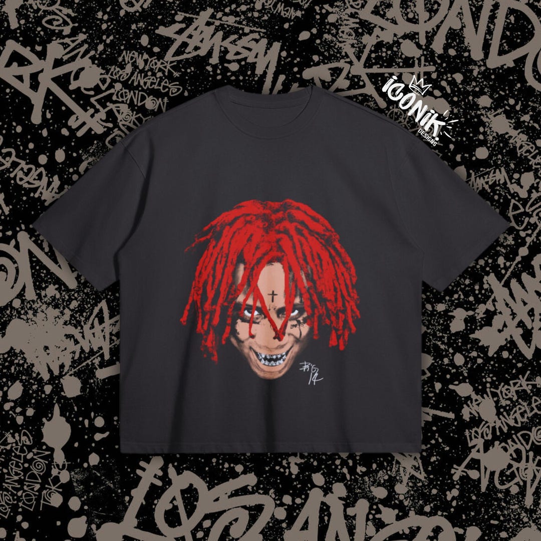 Trippie Redd T-shirt, Vintage Black Rap Tee, Oversized Graphic Print T ...