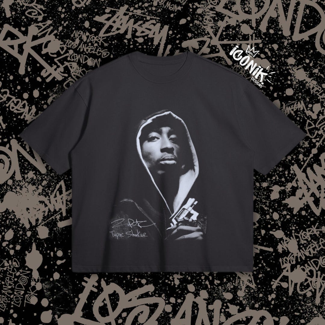 2pac T-shirt, Vintage Black Rap Tee, Oversized Graphic Print T-shirt ...
