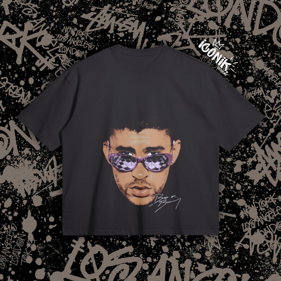 Bad Bunny T-shirt, Vintage Black Rap Tee, Oversized Graphic Print T ...